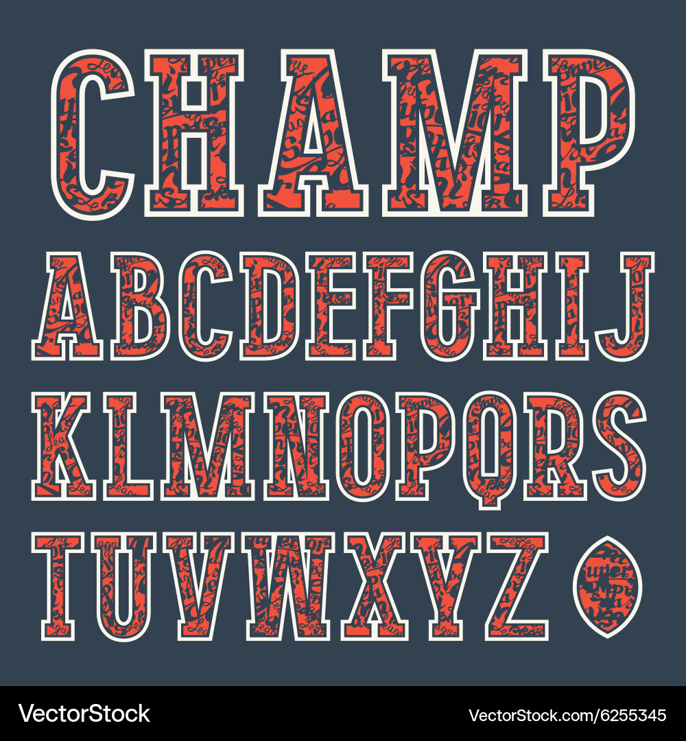 Serif font in college style Royalty Free Vector Image