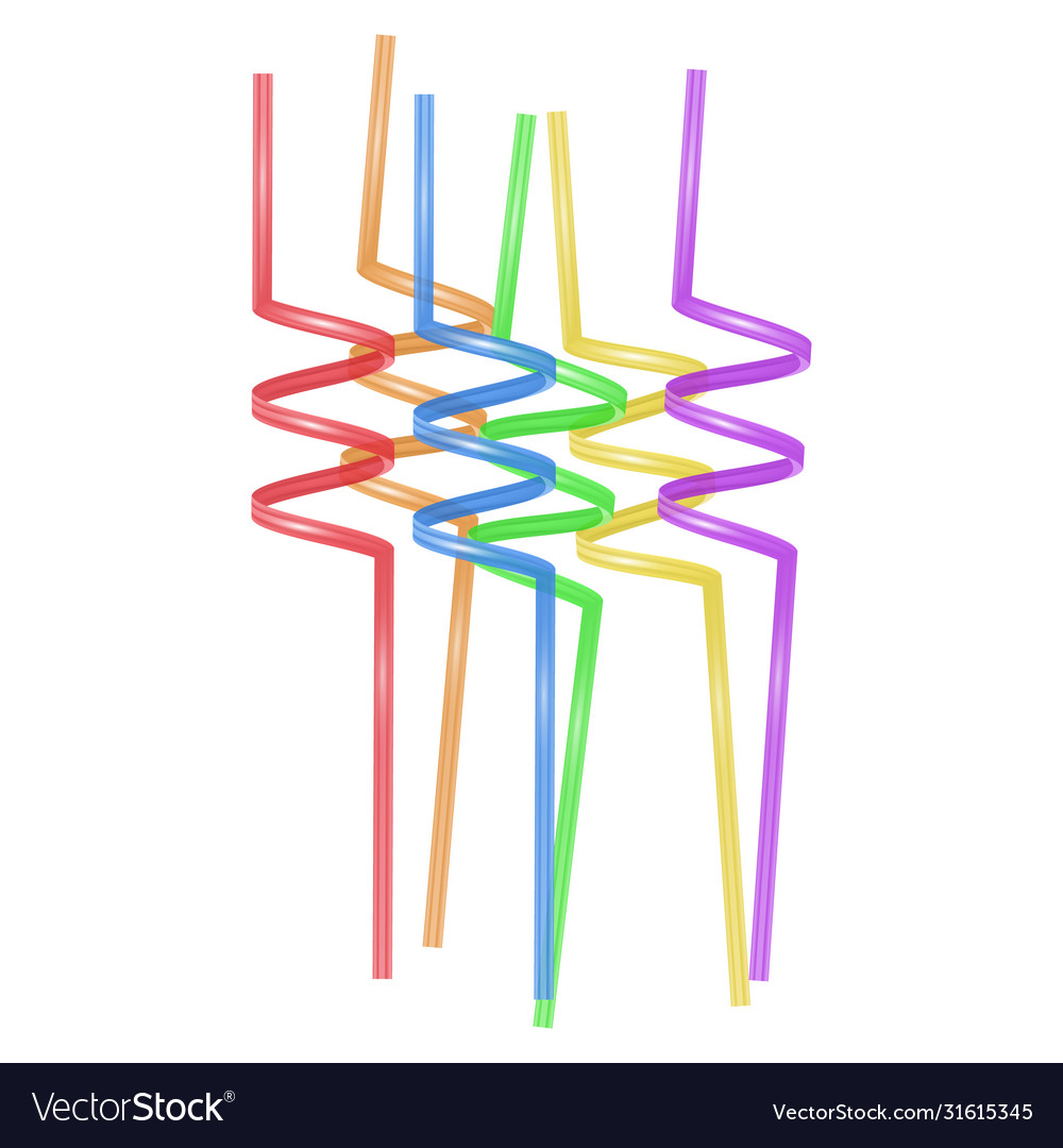 Set colorful straws for drinks cocktail Royalty Free Vector