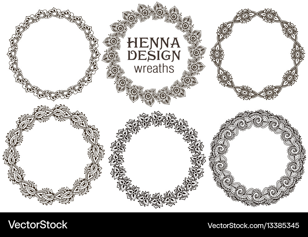 Set of henna floral frames Royalty Free Vector Image
