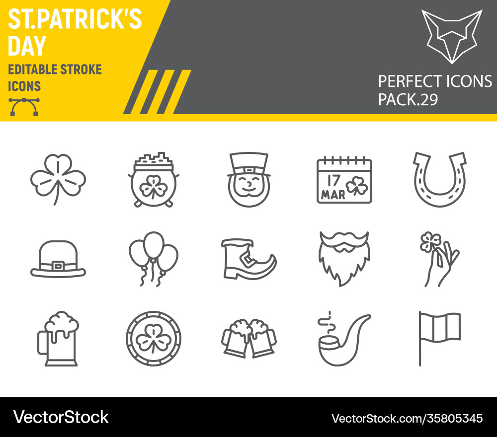 St patricks day line icon set holiday collection Vector Image