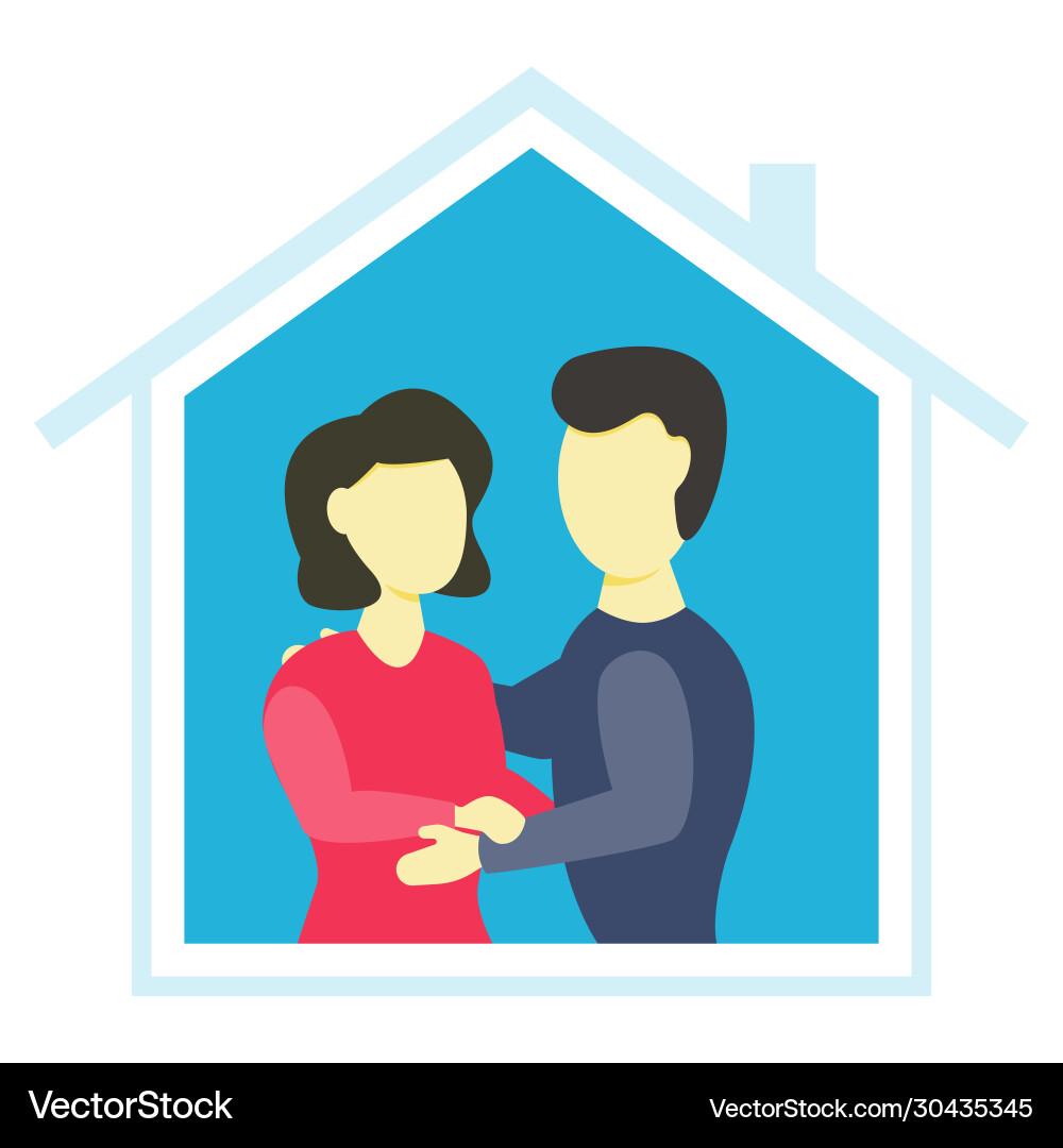 Stay at home together flat design Royalty Free Vector Image