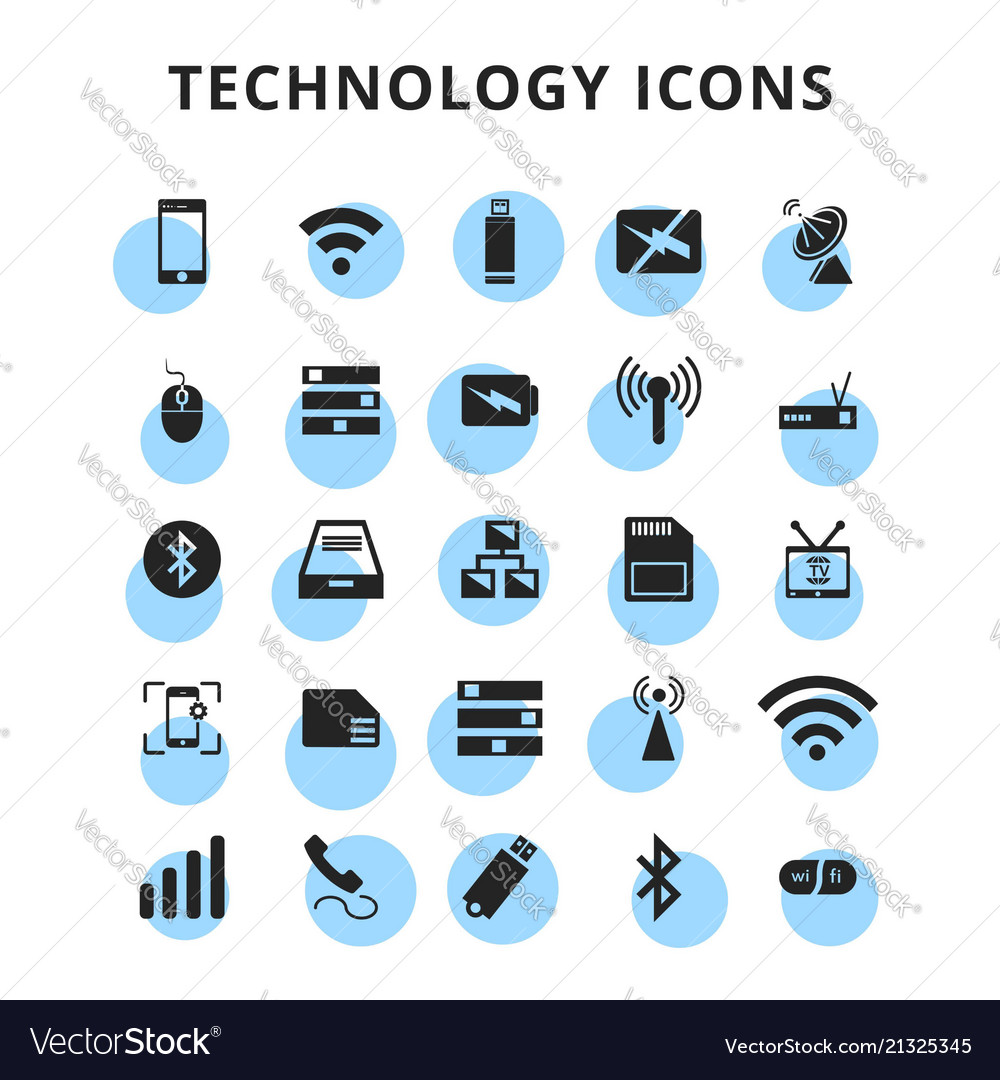 Technology icons set Royalty Free Vector Image