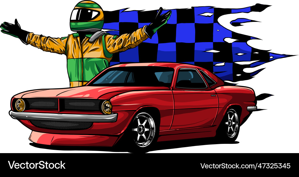 With race car and racer Royalty Free Vector Image