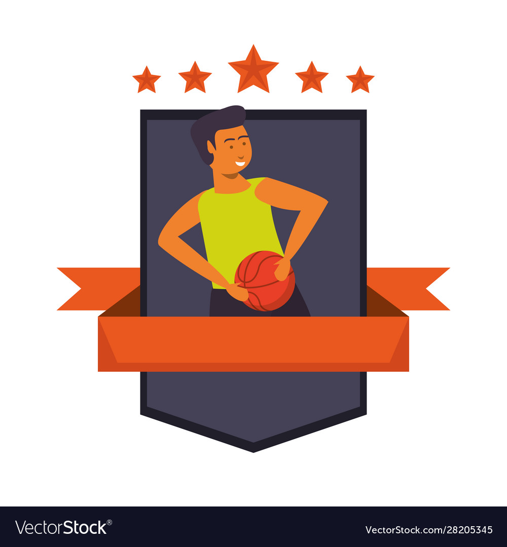 Young man athlete playing basketball with balloon Vector Image