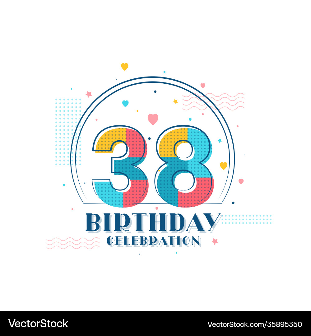 38 birthday celebration modern 38th Royalty Free Vector