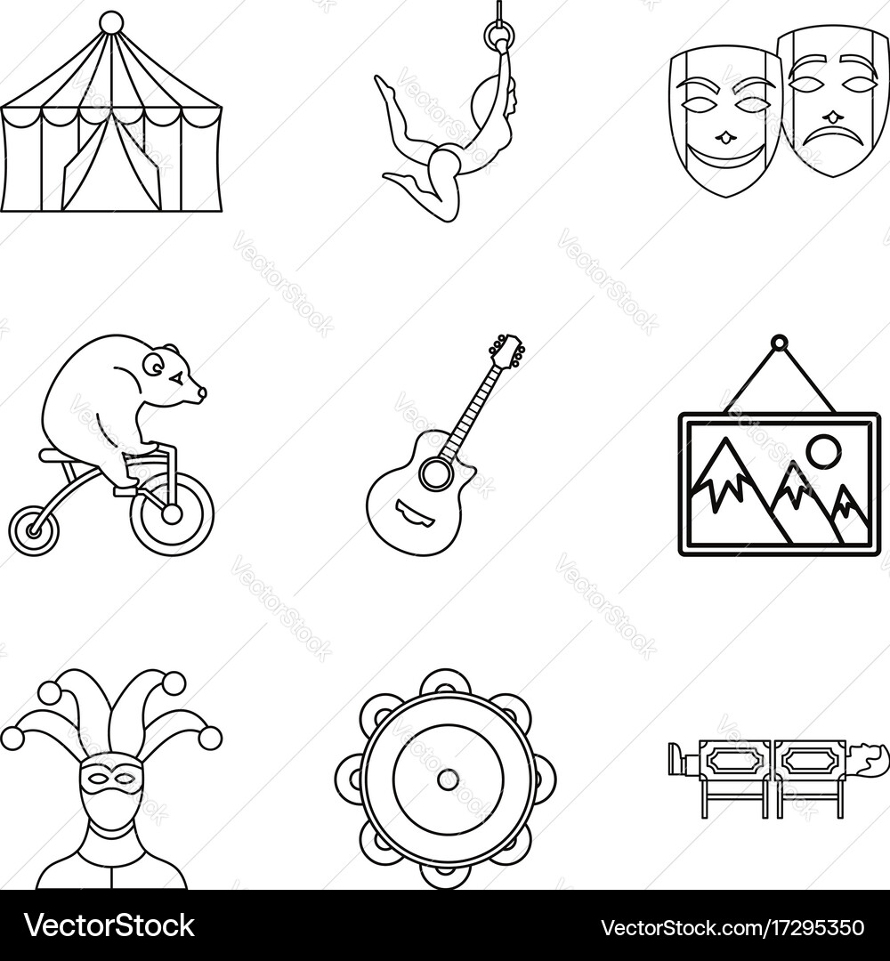 Acrobat icons set outline style Royalty Free Vector Image