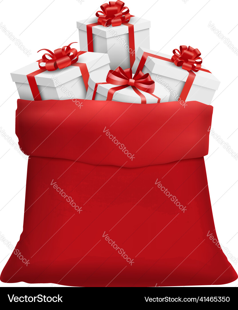 Christmas gifts sack composition Royalty Free Vector Image