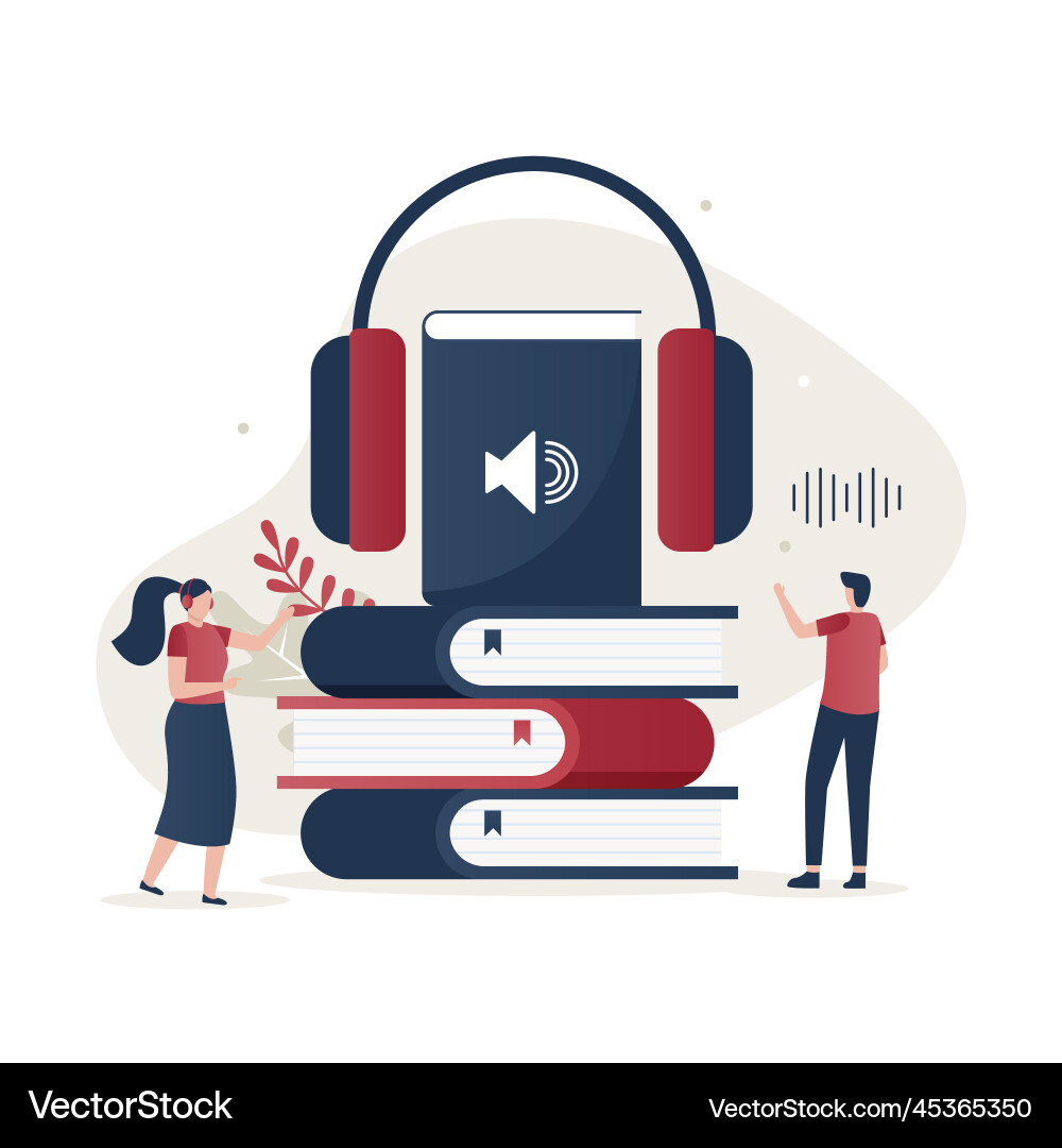 Flat of audio book concept Royalty Free Vector Image