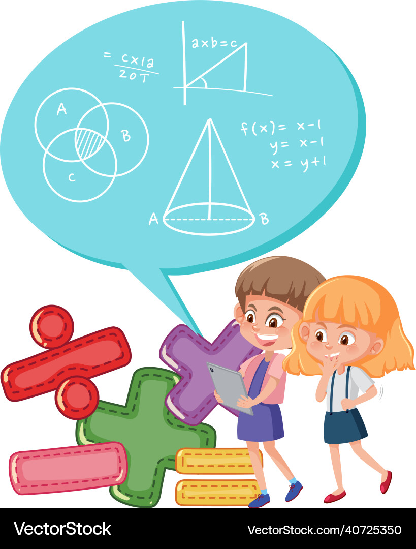 Girls with math symbols Royalty Free Vector Image