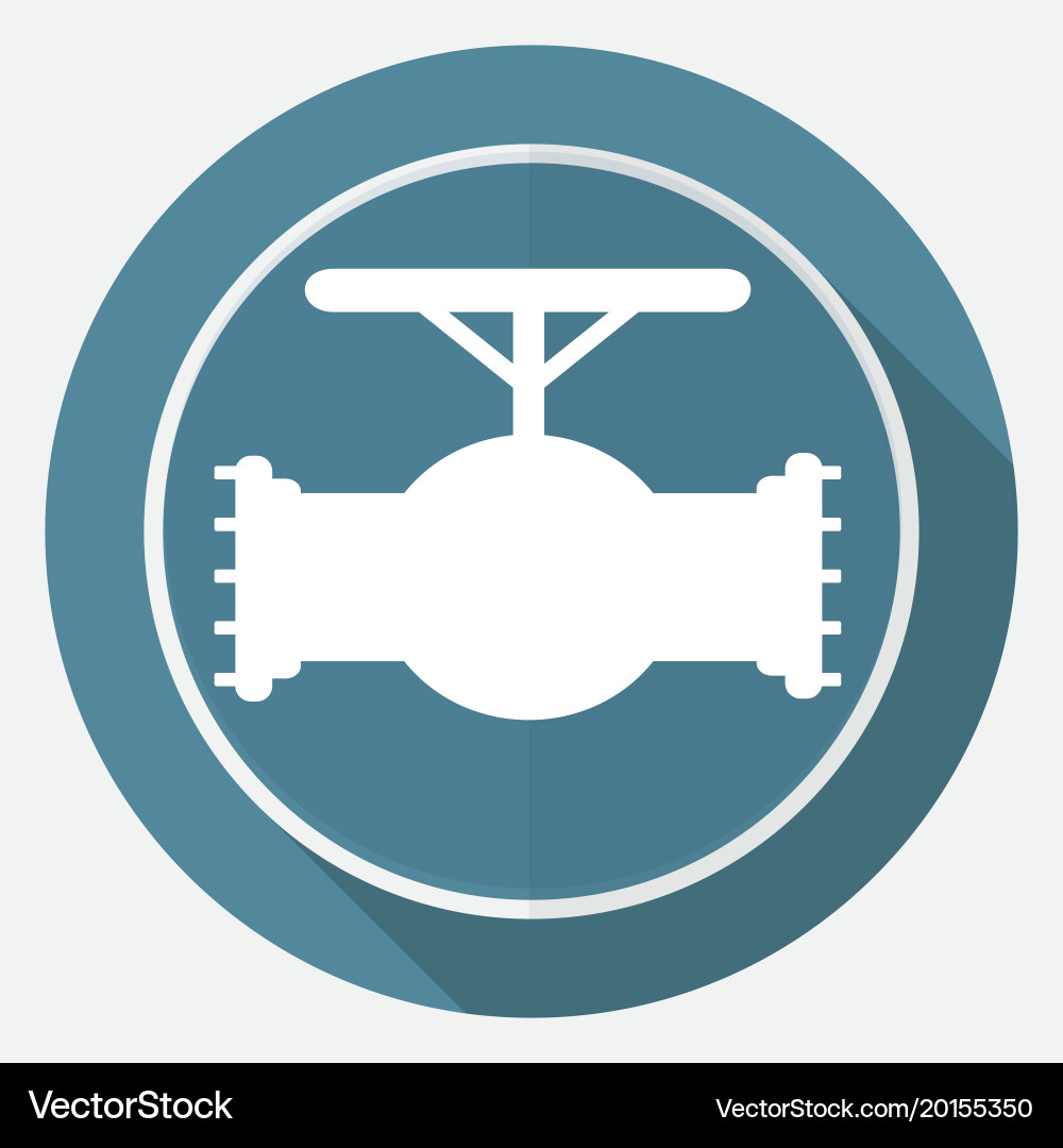 Icon pipes valve on white circle with a long Vector Image