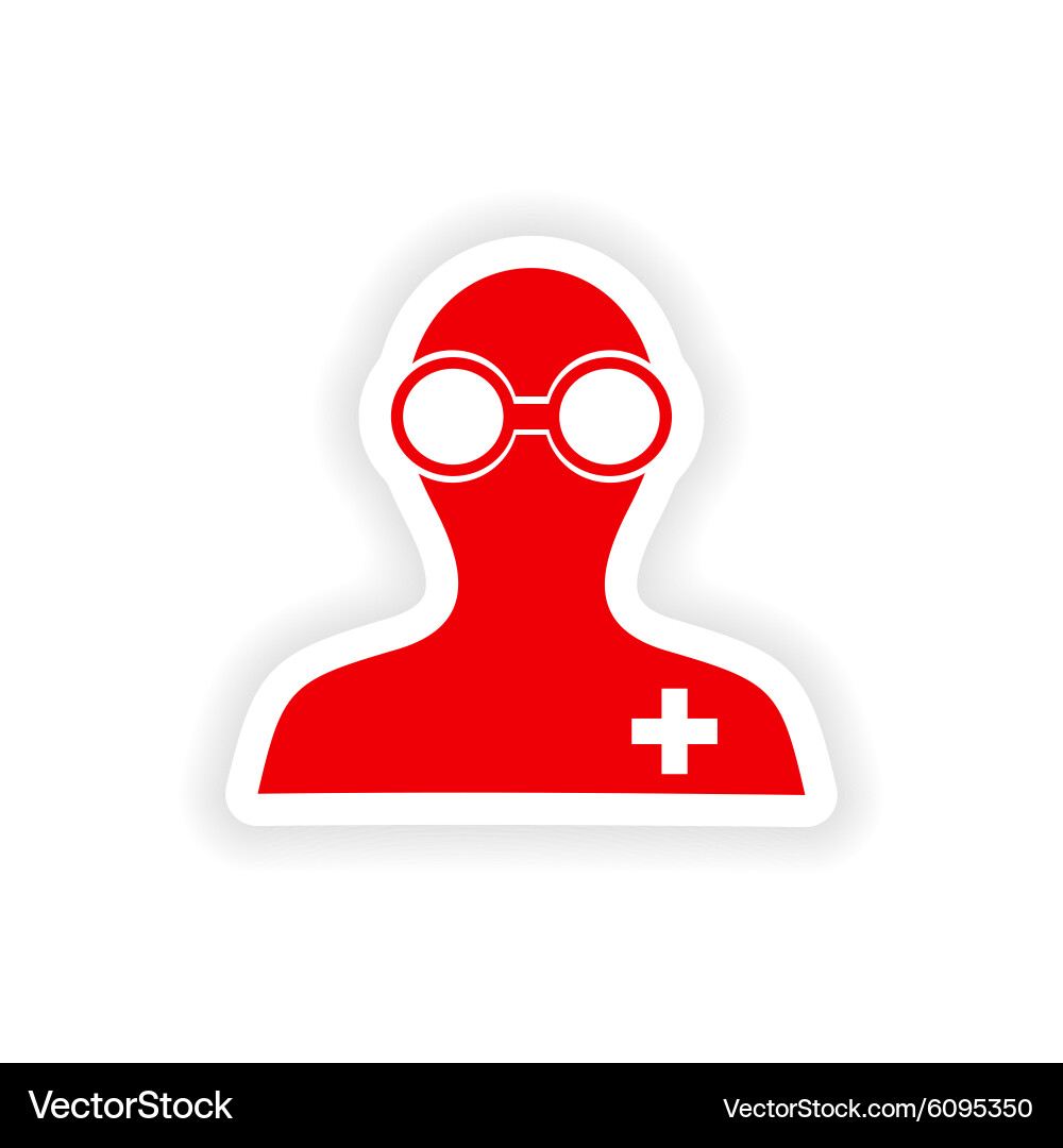 Icon sticker realistic design on paper lab worker Vector Image