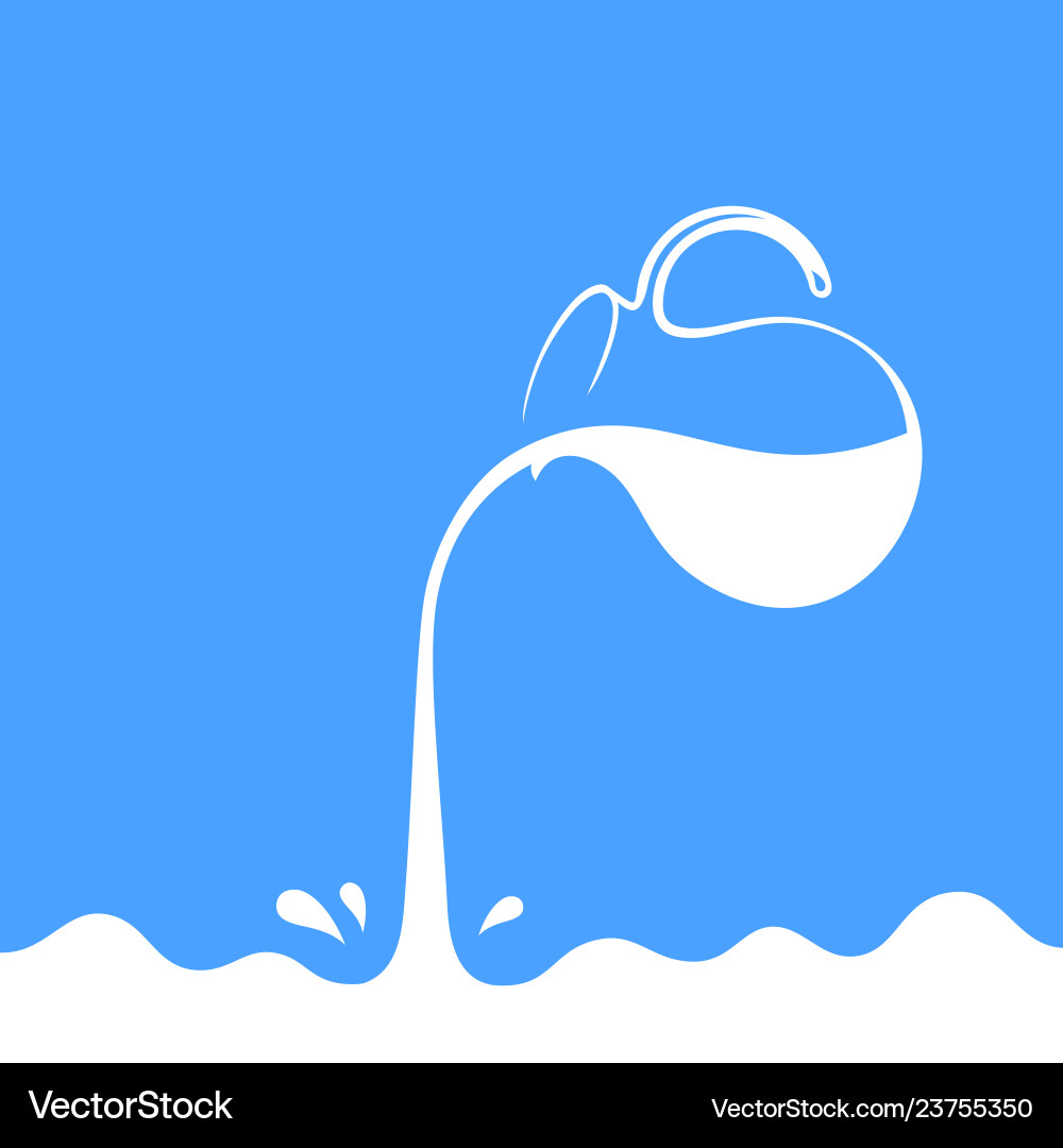 Milk flows from jug spray drops and white wave Vector Image