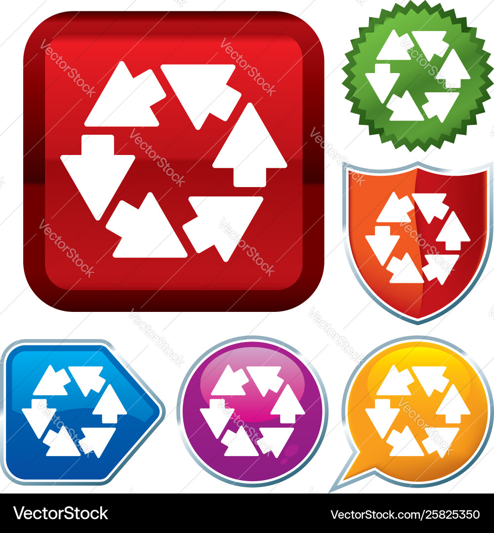 Set shiny icon series on buttons cycle Royalty Free Vector