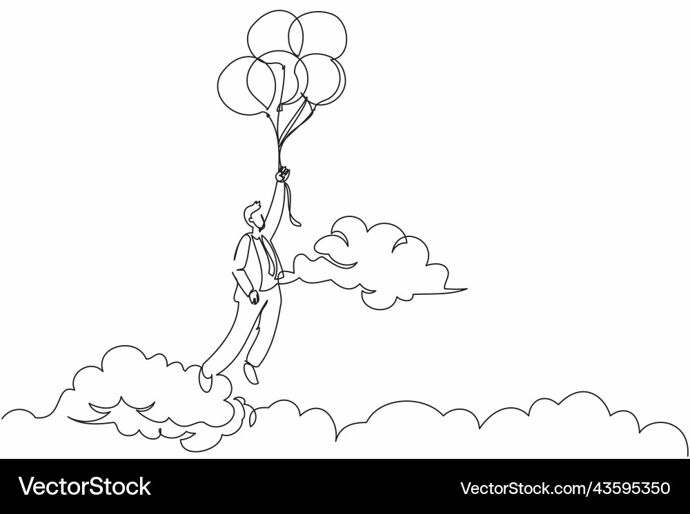 Single one line drawing businessman floating Vector Image