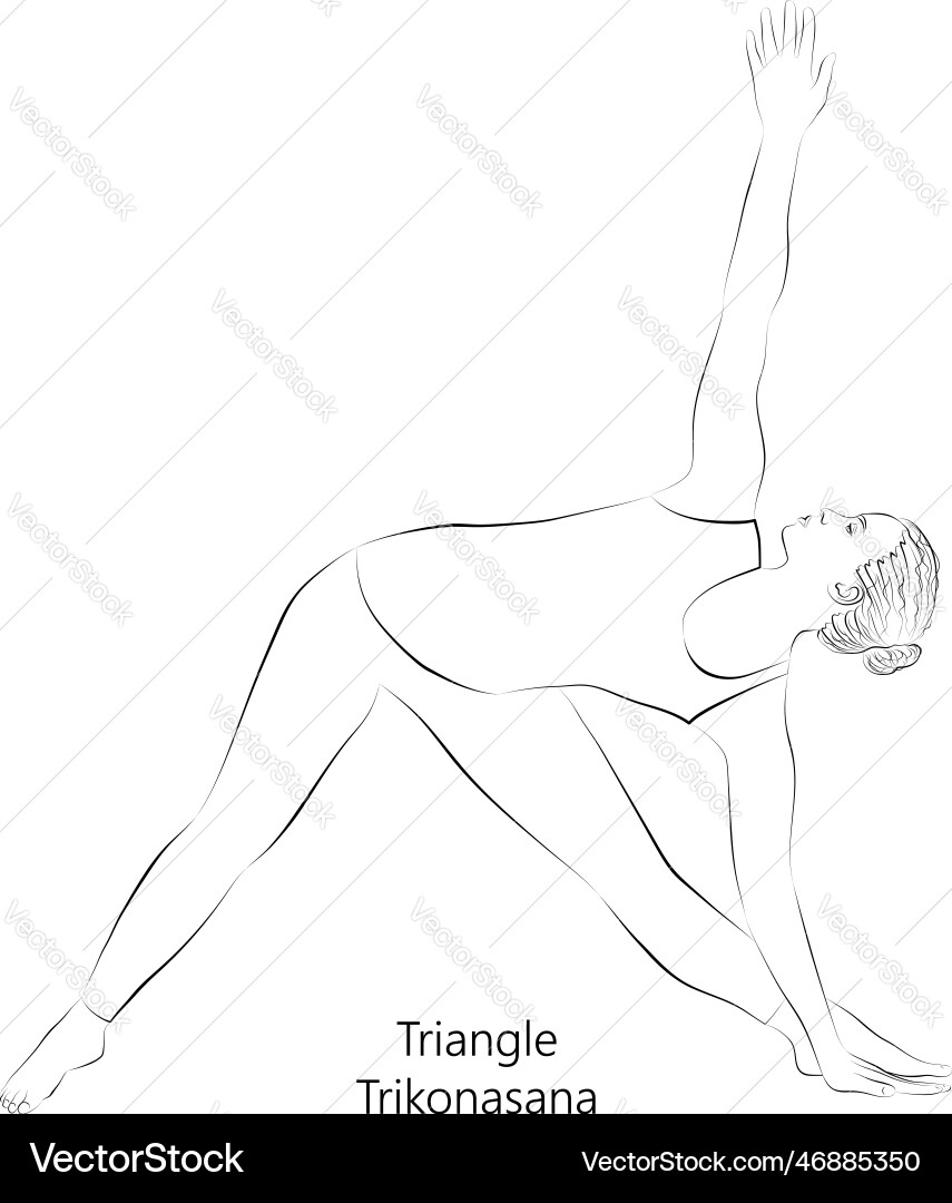 Triangle pose or trikonasana sketch Royalty Free Vector