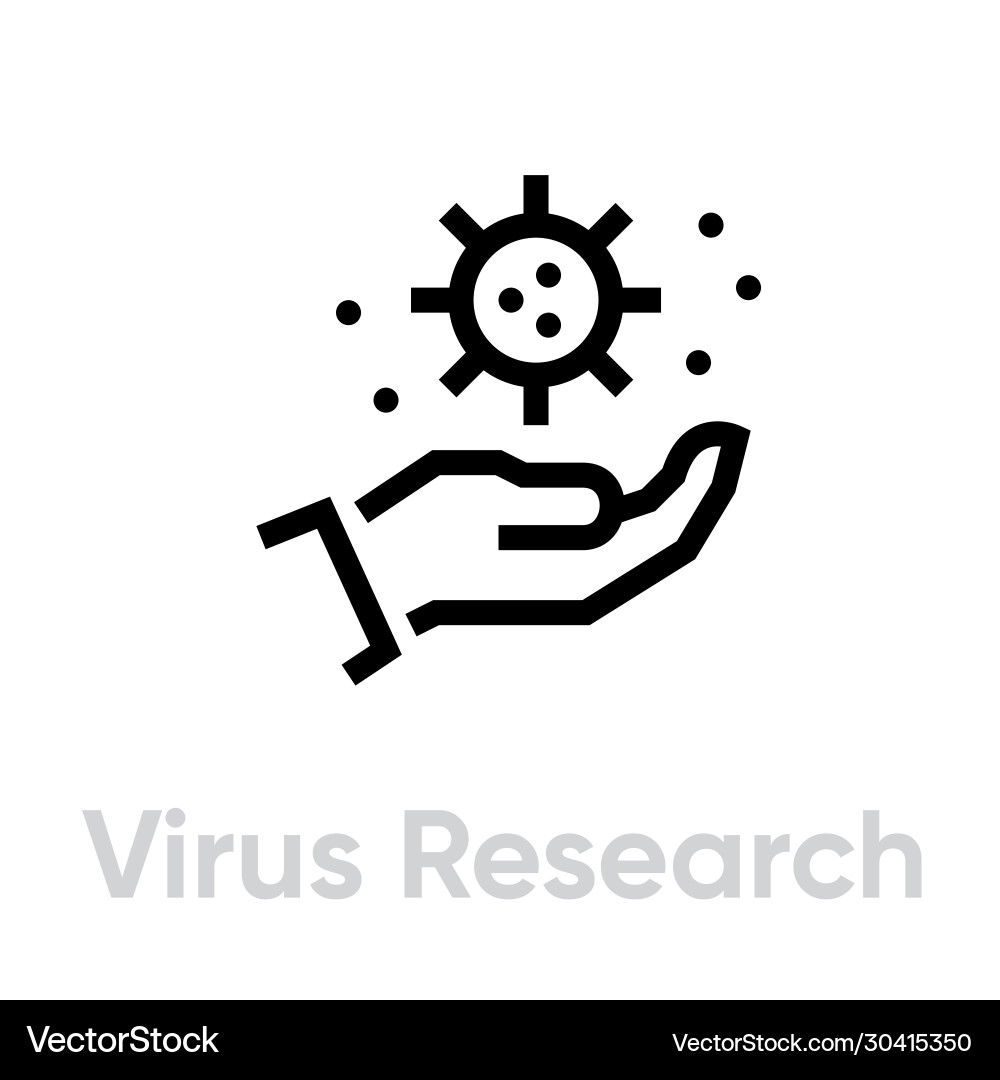 Virus on hand research spread icon editable line Vector Image