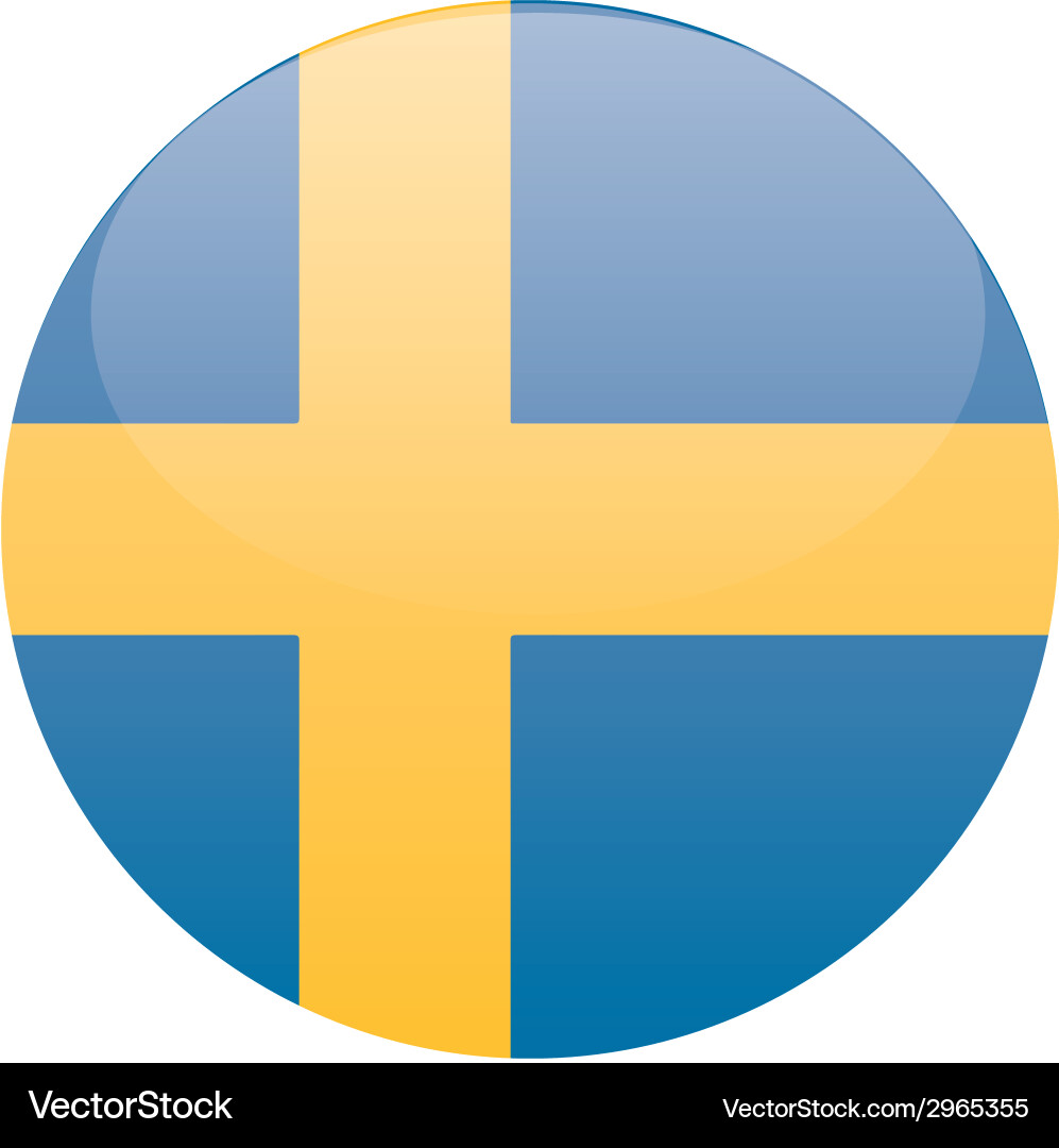 A round badge with flag sweden on white Royalty Free Vector