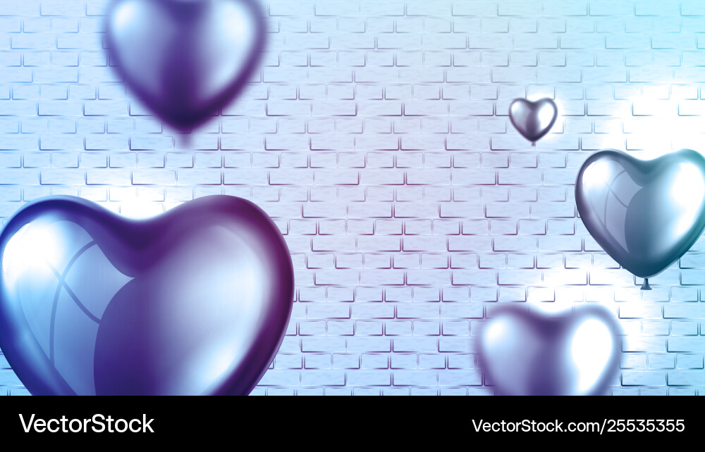 Bright glossy heart balloon poster template Vector Image