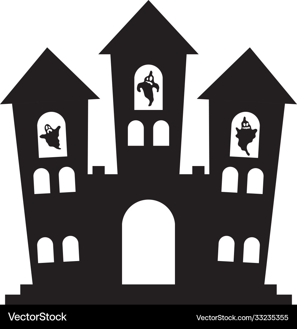 Creepy castle icon silhouette style Royalty Free Vector