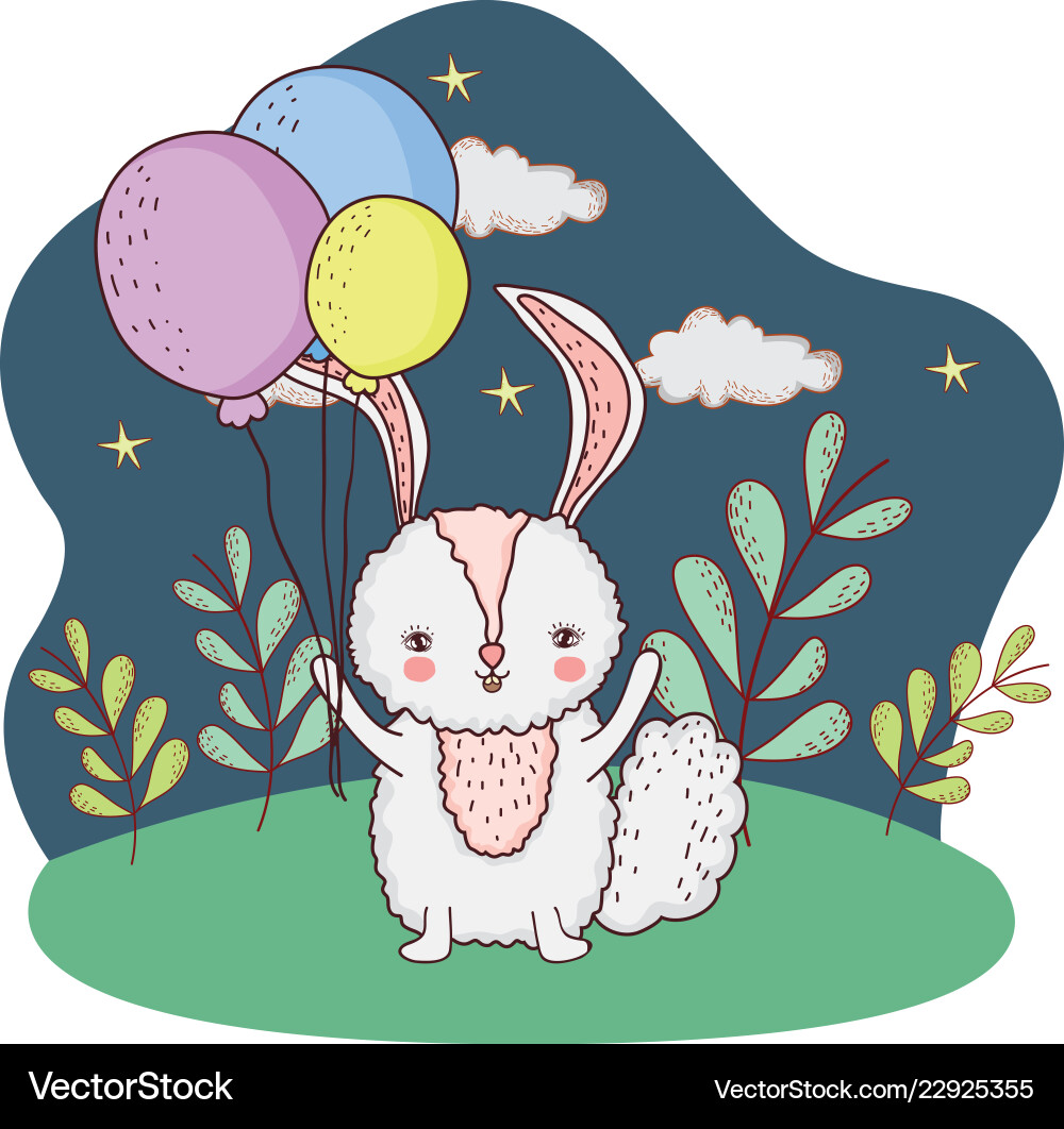 Cute little rabbit with balloons helium Royalty Free Vector