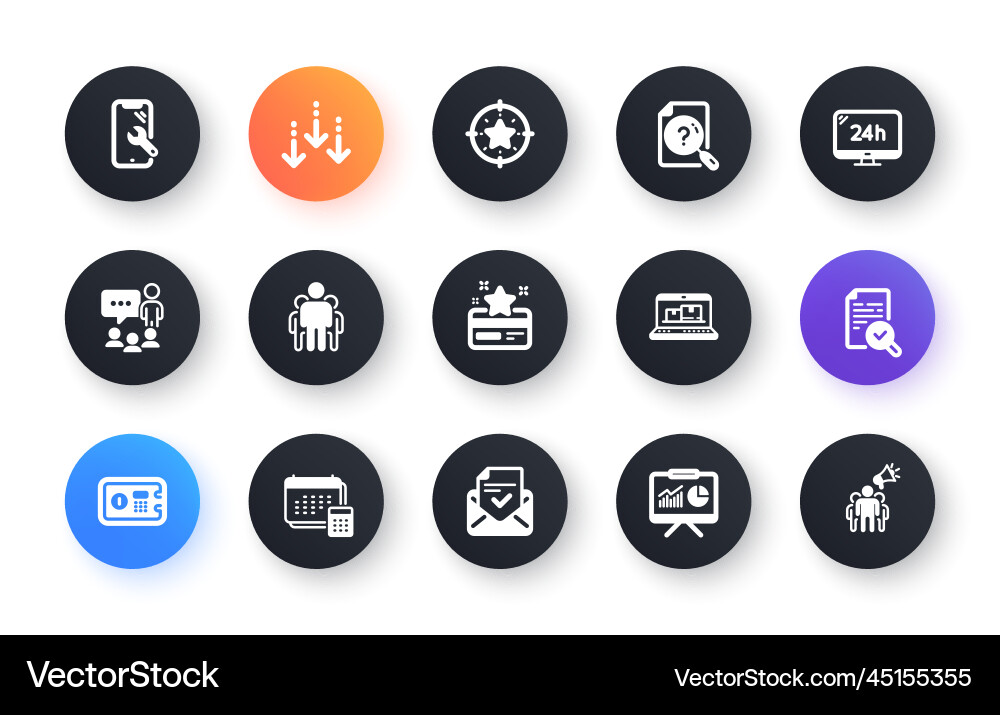 Minimal set of inspect presentation and safe box Vector Image