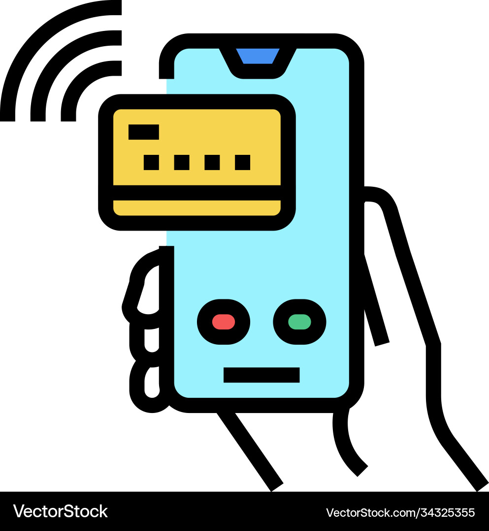 Pay pass card phone color icon Royalty Free Vector Image