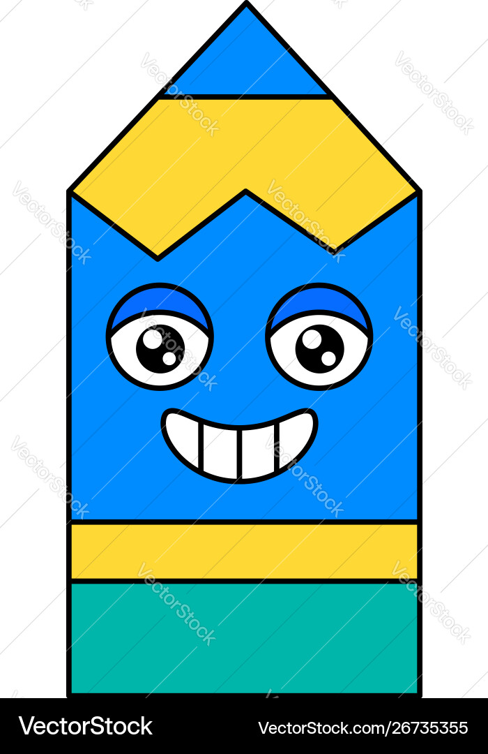 Pencil cheerful face emoticon icon Royalty Free Vector Image