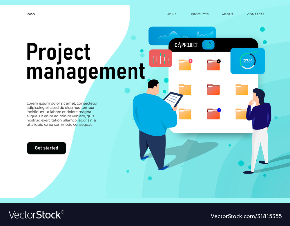 Project management concept two Royalty Free Vector Image