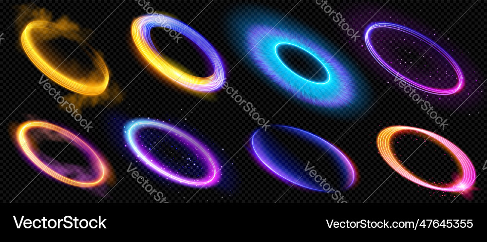 Realistic set of round light flares Royalty Free Vector