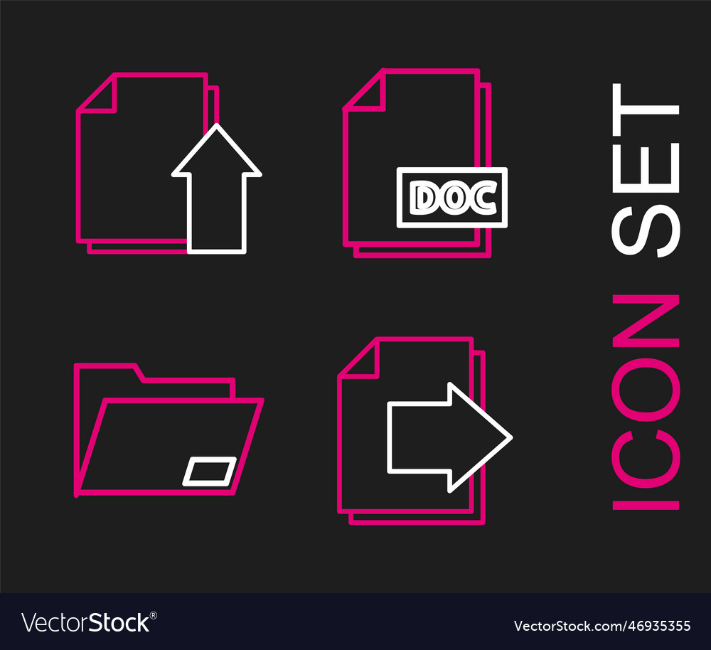 Set line next page arrow document folder doc Vector Image Set line next page arrow document folder doc Vector Image