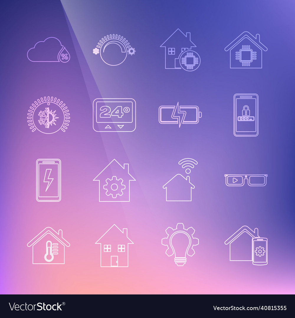 Set line smart home remote control system glasses Vector Image Set line smart home remote control system glasses Vector Image