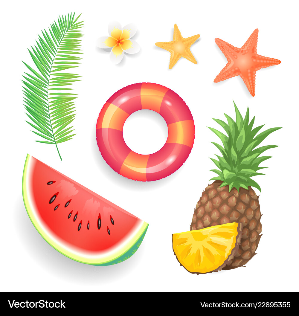 Summer seasonal icons set Royalty Free Vector Image