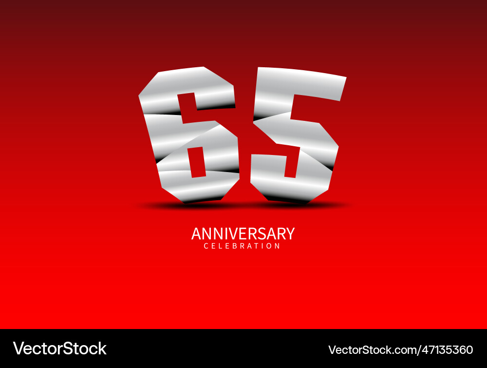 65 year anniversary celebration logo silver Vector Image