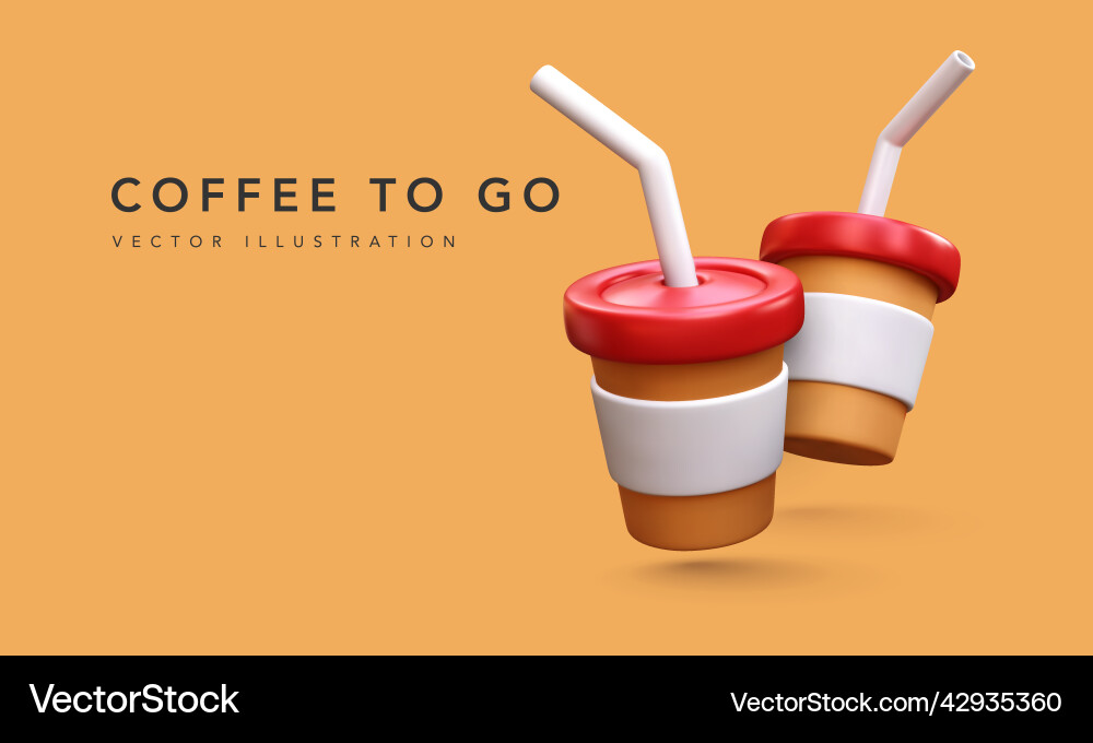 Coffee banner with 3d realistic two paper Vector Image