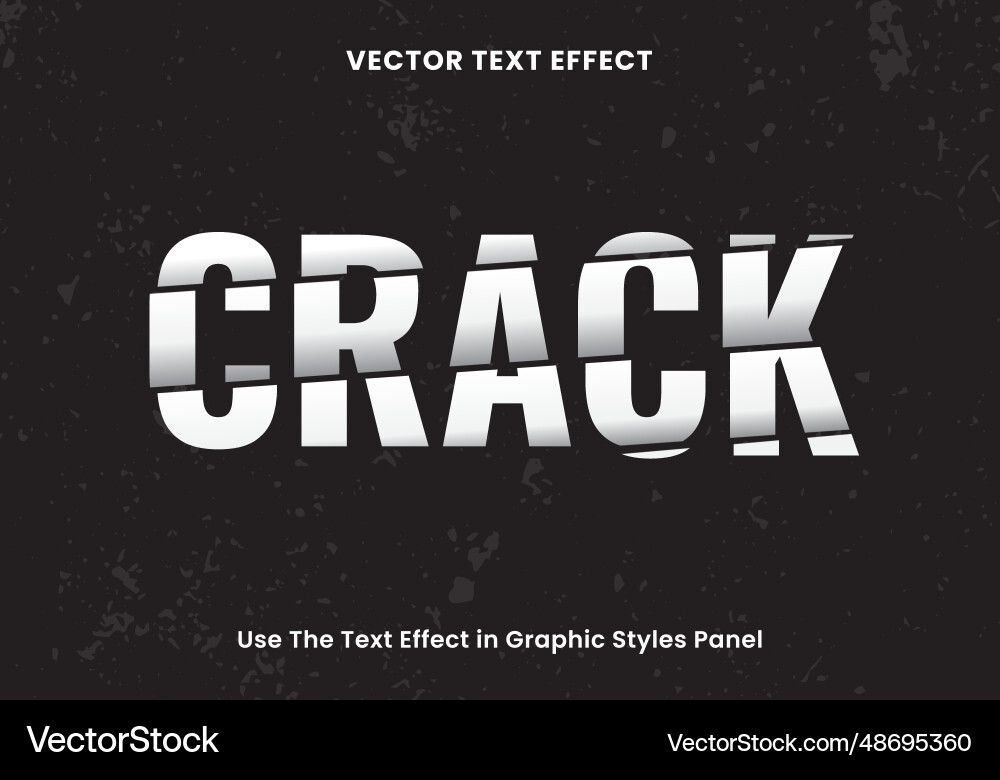 Crack cut editable text effect Royalty Free Vector Image