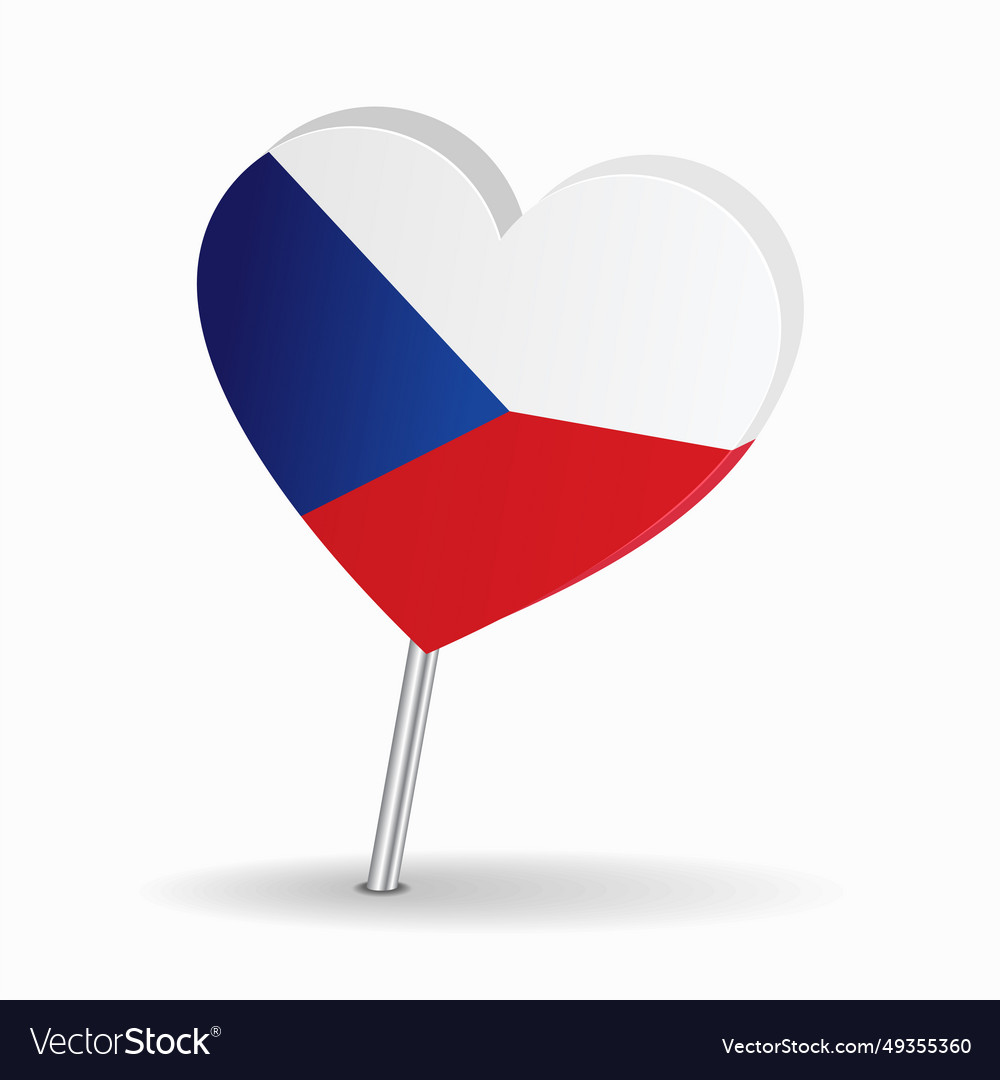 Czech flag heart-shaped map pointer layout Vector Image