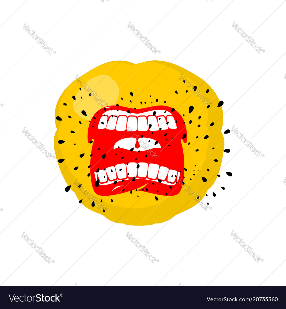 Emoticon screams open mouth and teeth crazy emoji Vector Image