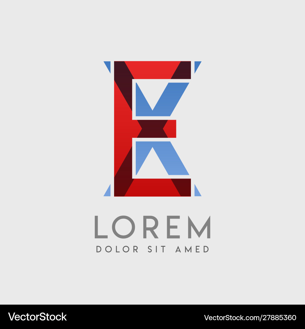 Ex logo letters with blue and red gradation Vector Image