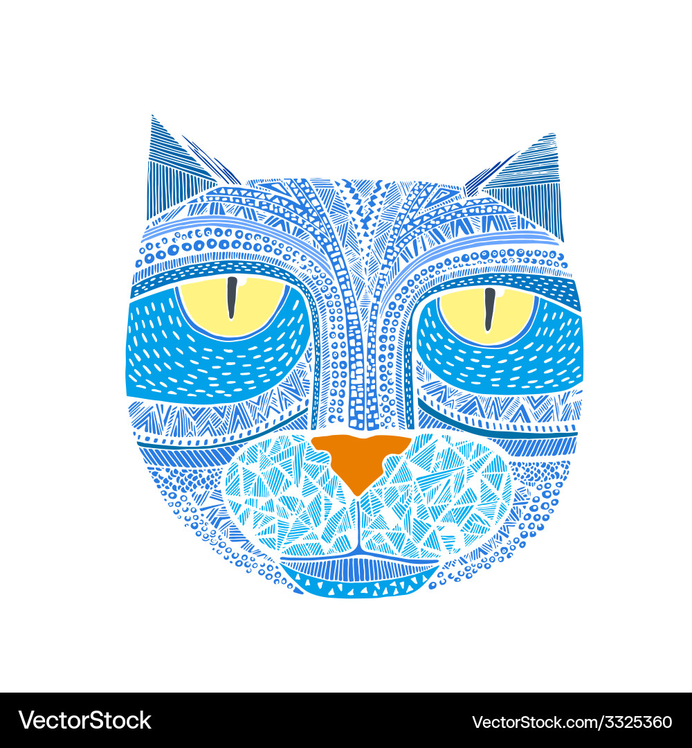 Hand drawn graphic a cat unique art Royalty Free Vector