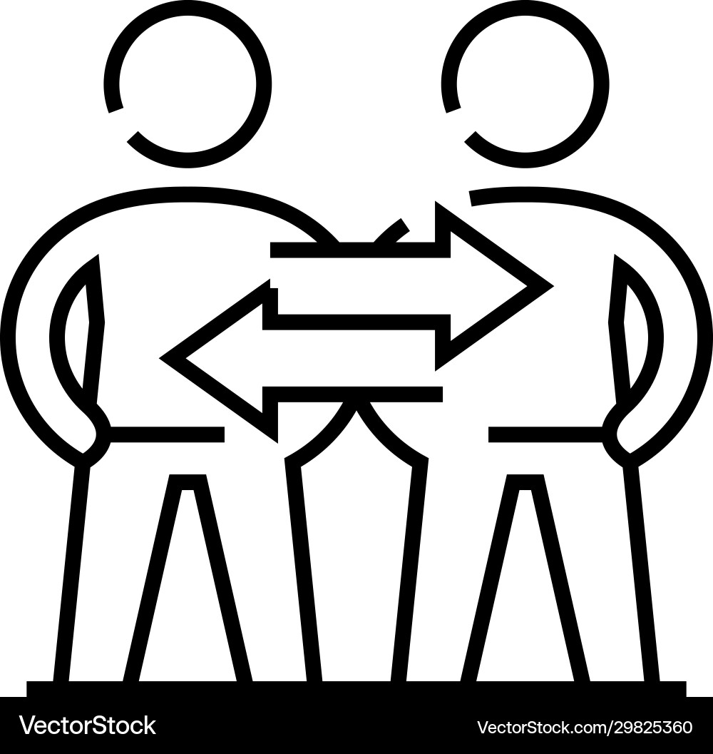 Interaction line icon concept sign outline Vector Image
