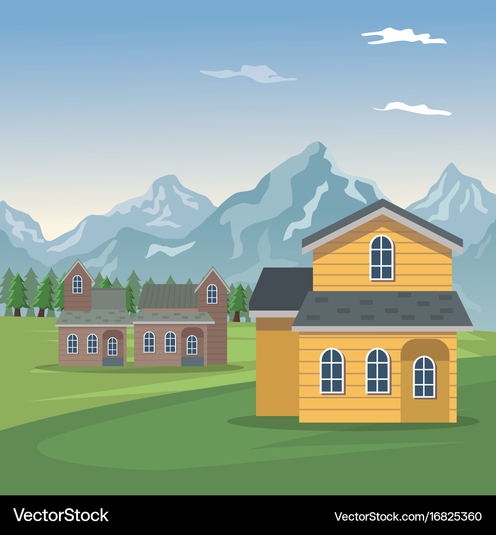 Mountain landscape valley poster with forest Vector Image