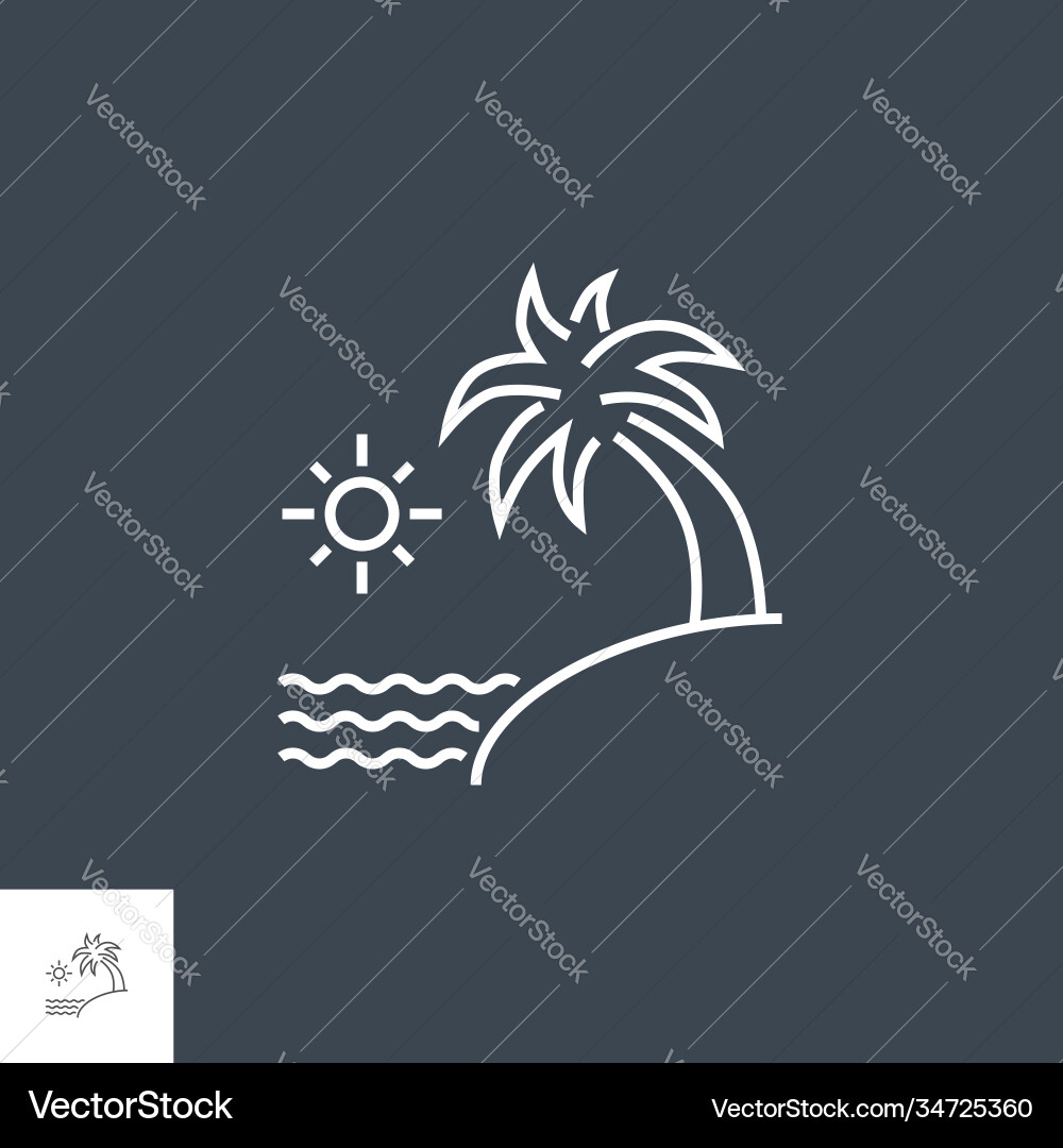 Sea and palm line icon Royalty Free Vector Image