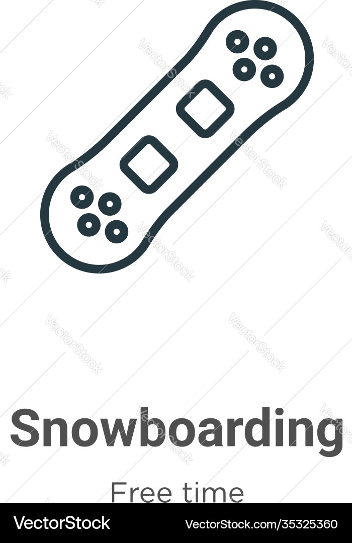 Snowboarding outline icon thin line black Vector Image