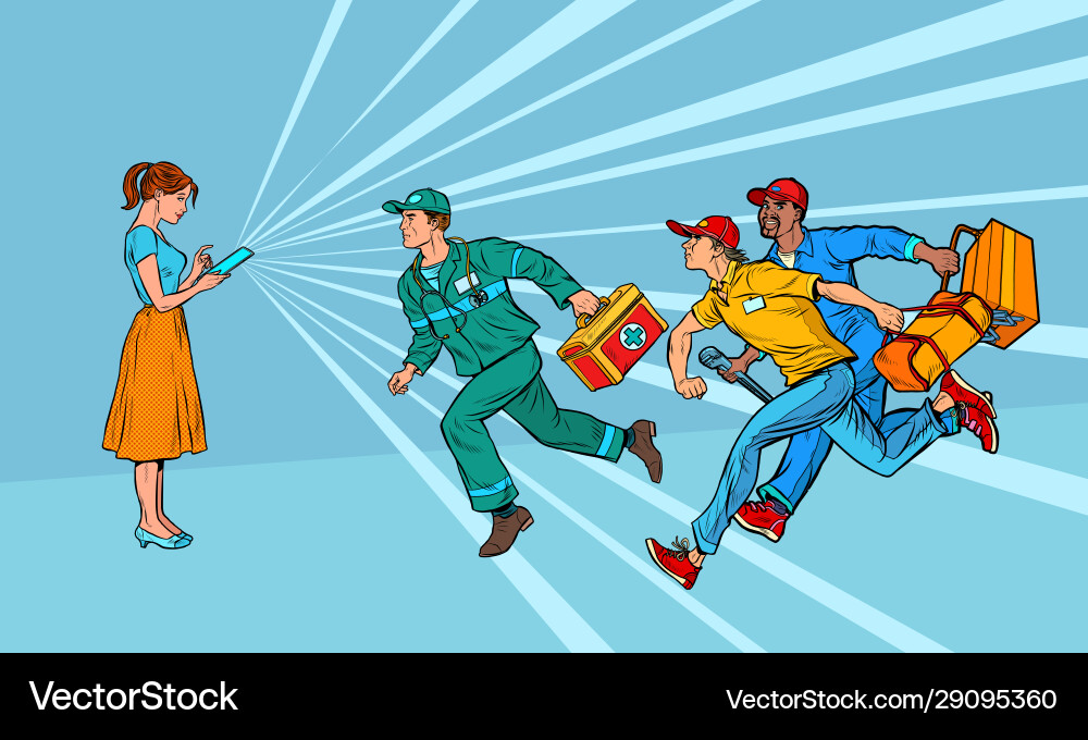 Woman through internet calls services Royalty Free Vector