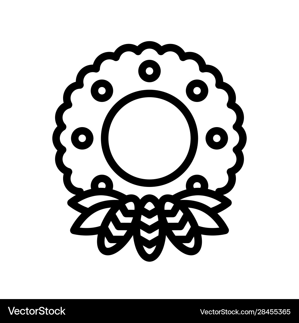 Christmas wreath line design icon Royalty Free Vector Image