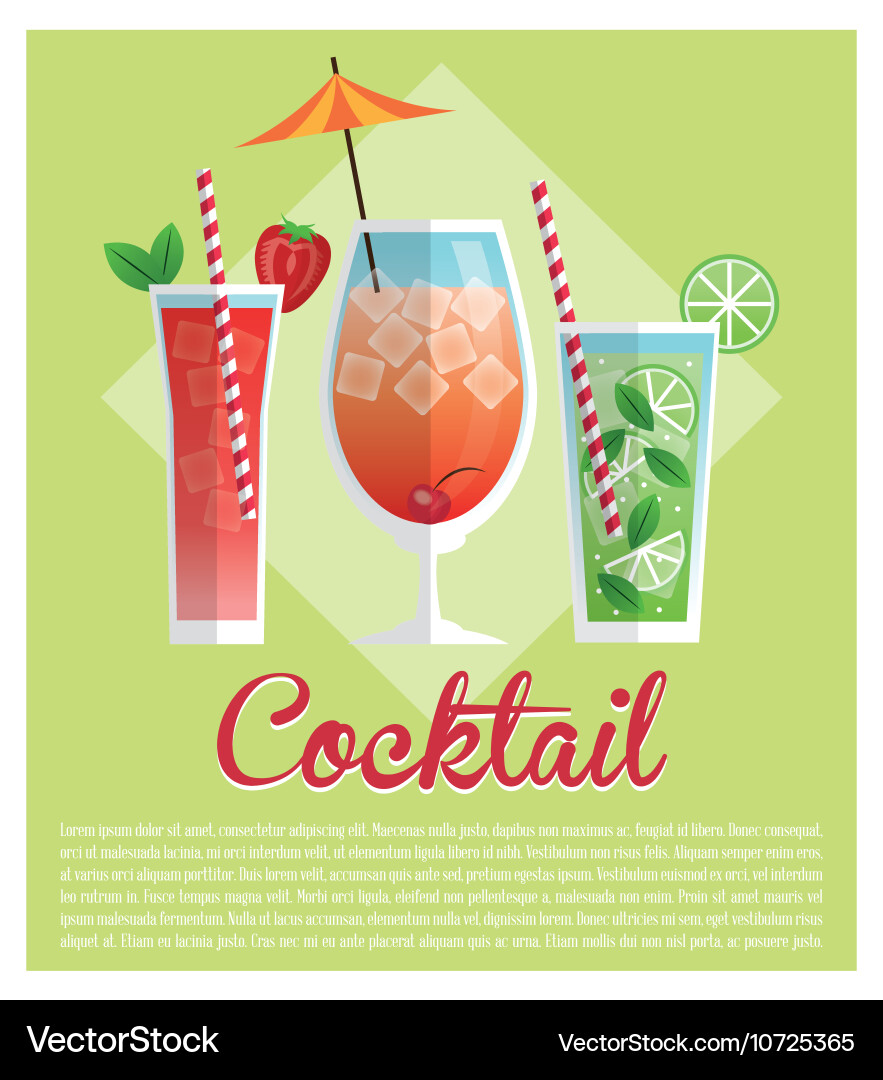 Colorful summer cocktail design Royalty Free Vector Image