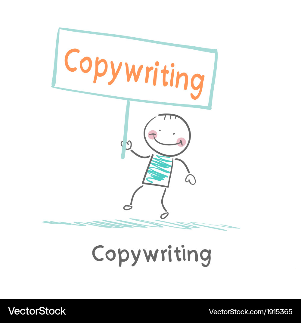 Copywriter holding a sign saying Royalty Free Vector Image