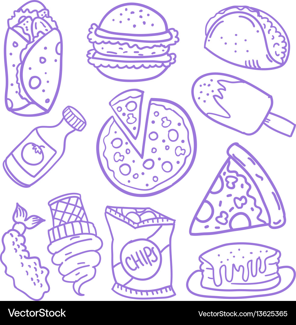 Doodle of food element various Royalty Free Vector Image
