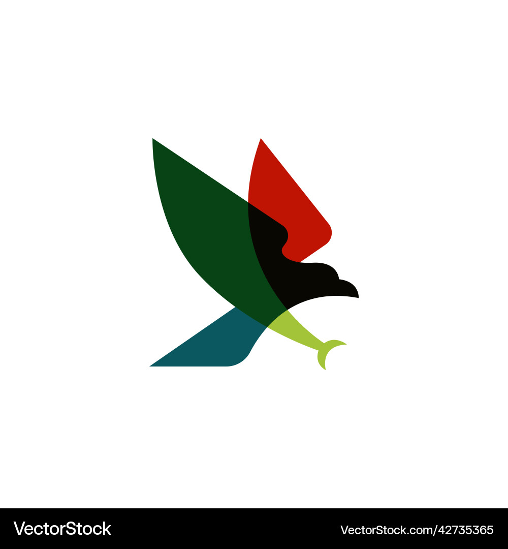 Flying great eagle or falcon logo Royalty Free Vector Image
