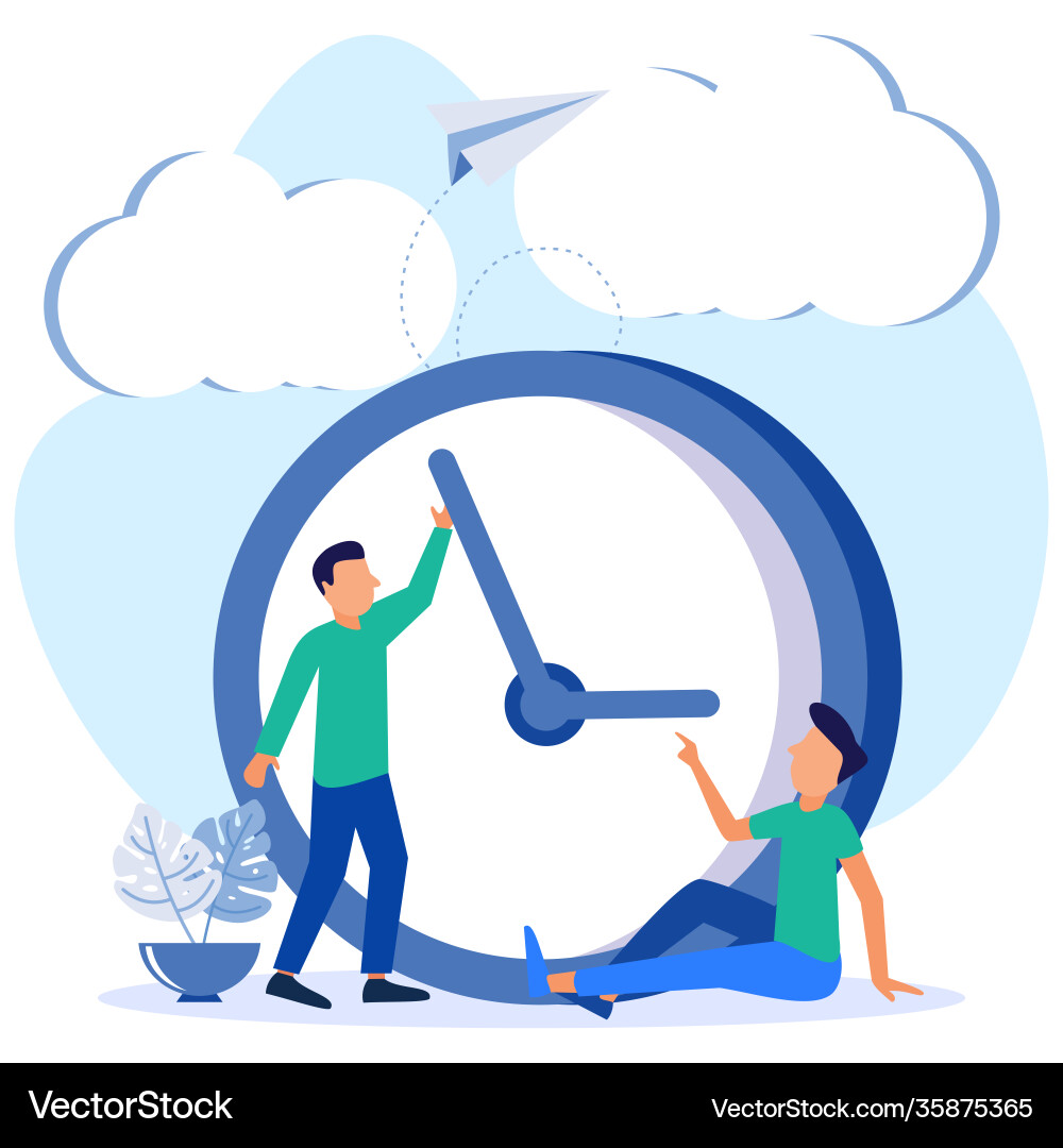 Graphic cartoon character time management Vector Image